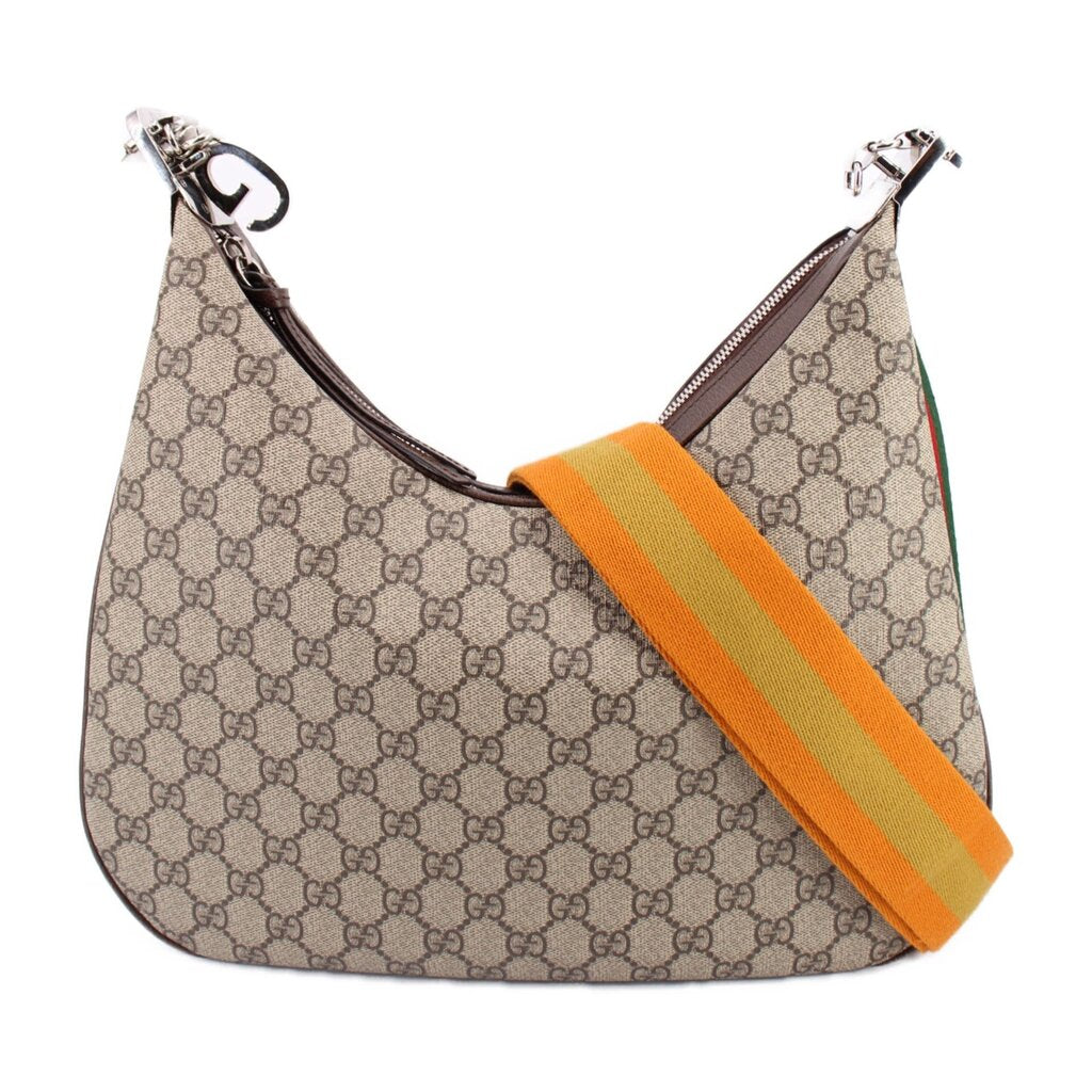 GUCCI SUPREME MONOGRAM SHOULDER BAGS BROWN